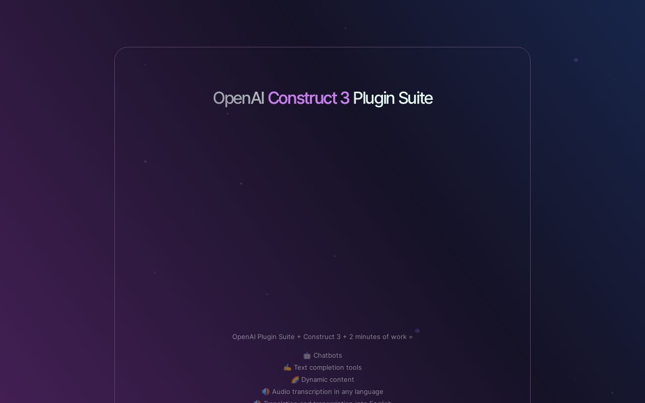OpenAI Construct 3 Plugin Suite